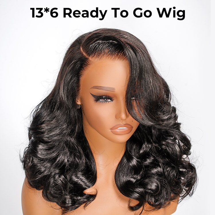 Layered Double Drawn Body Wave Hair 13×6 Ready To Go Frontal Wig Pre ...