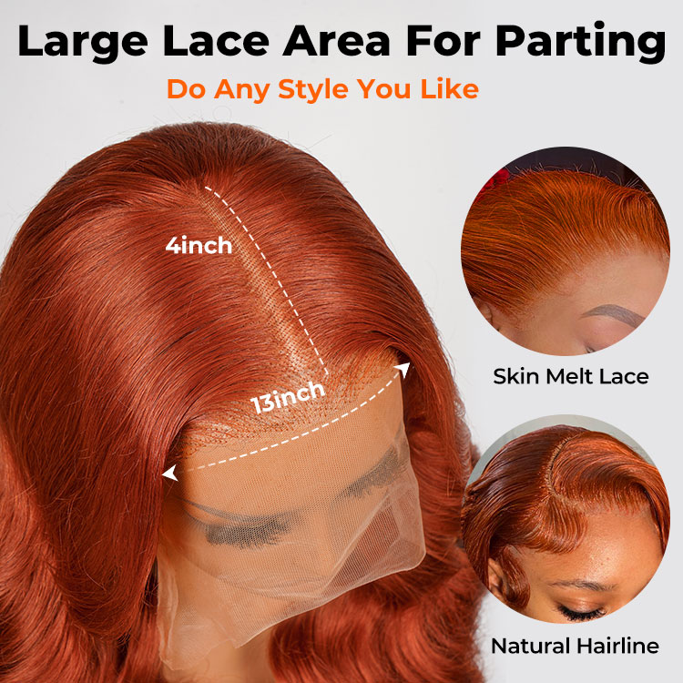 Copper Color Hair Wig Straight & Body Wave Colored Lace Wigs Human Hair ...