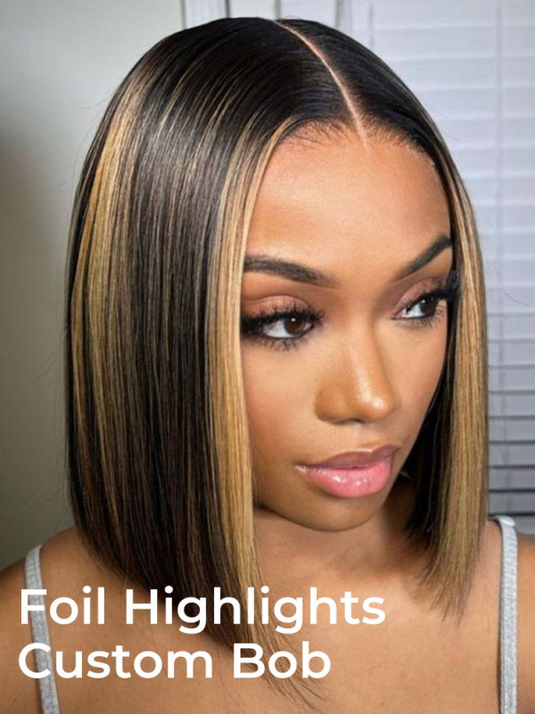 Highlight Bob Wig Short Bob Wig With Highlights Closure Wig -Alipearl Hair