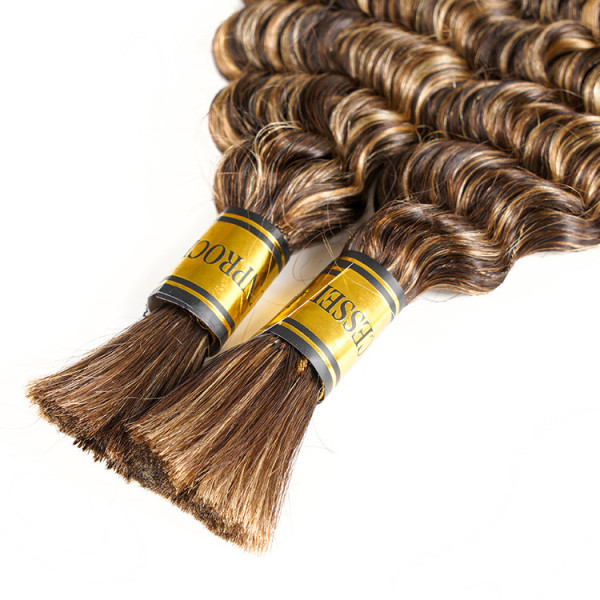 Deep Wave 4/27 Color Hair Bulk Human Braiding Hair No Weft 100g (1pack ...