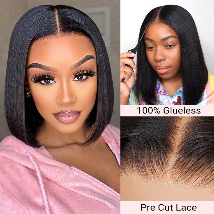 Glueless Bob Wig - Wear Go Bob Wigs Short Straight Pre Cut HD Lace ...