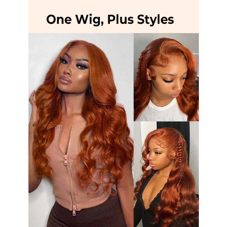 Copper Color Hair Wig Straight & Body Wave Colored Lace Wigs Human Hair ...