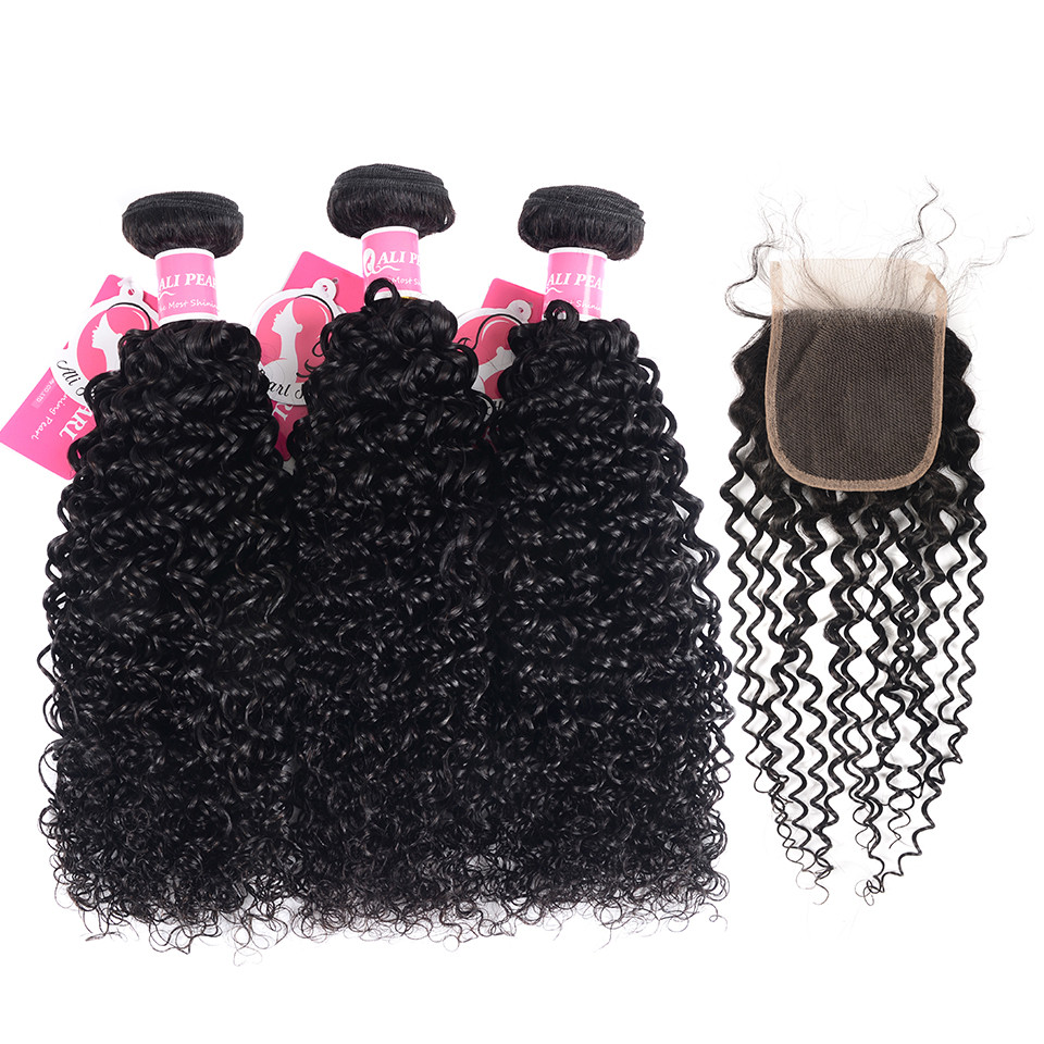 Ali Pearl Malaysian Virgin Hair 3pcs Curly with Lace Closure -Alipearl Hair