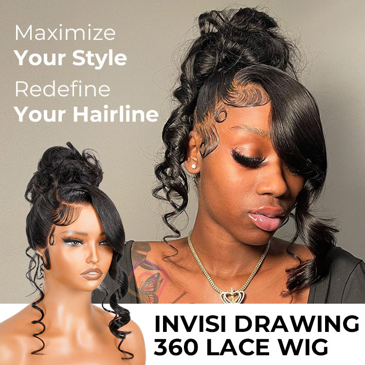 Glueless Invisi Drawing 360 Lace Wig Miss Buns With Side Part Bangs ...
