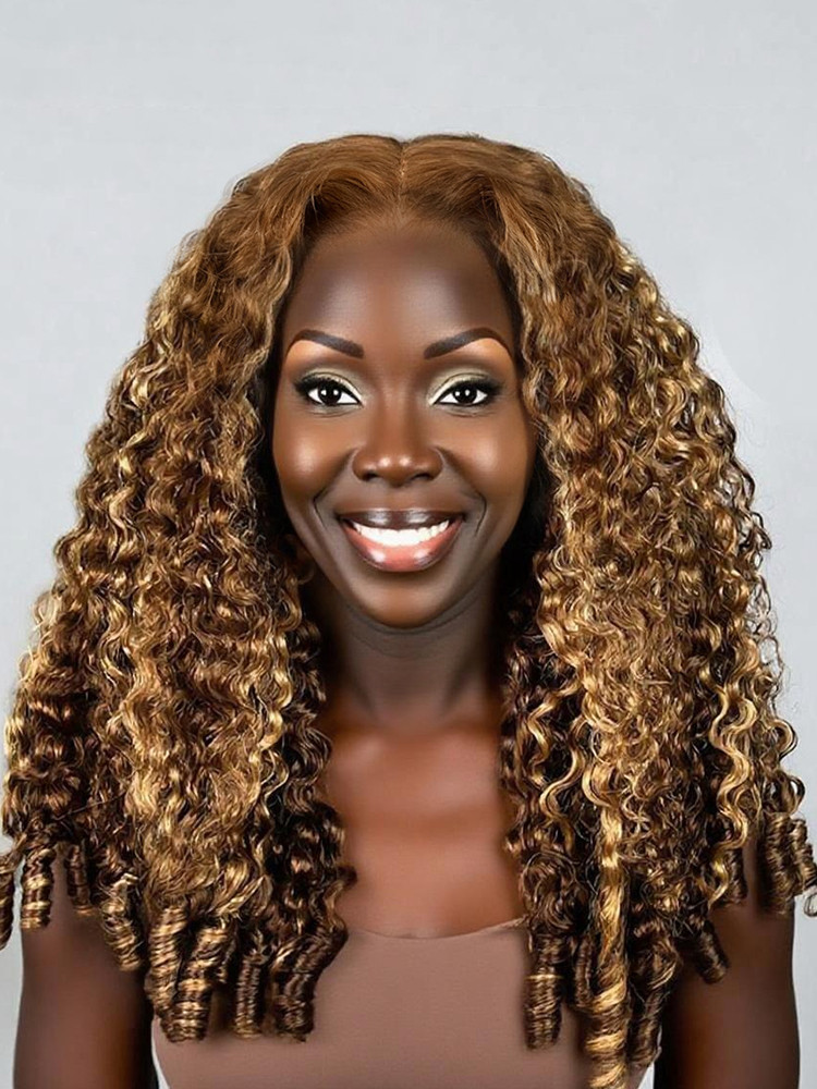 250 Density Highlight Burmese Curly Wig With Spiral Curls -Alipearl Hair