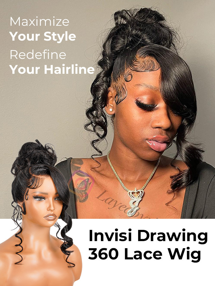 Glueless Invisi Drawing 360 Lace Wig Miss Buns With Side Part Bangs ...