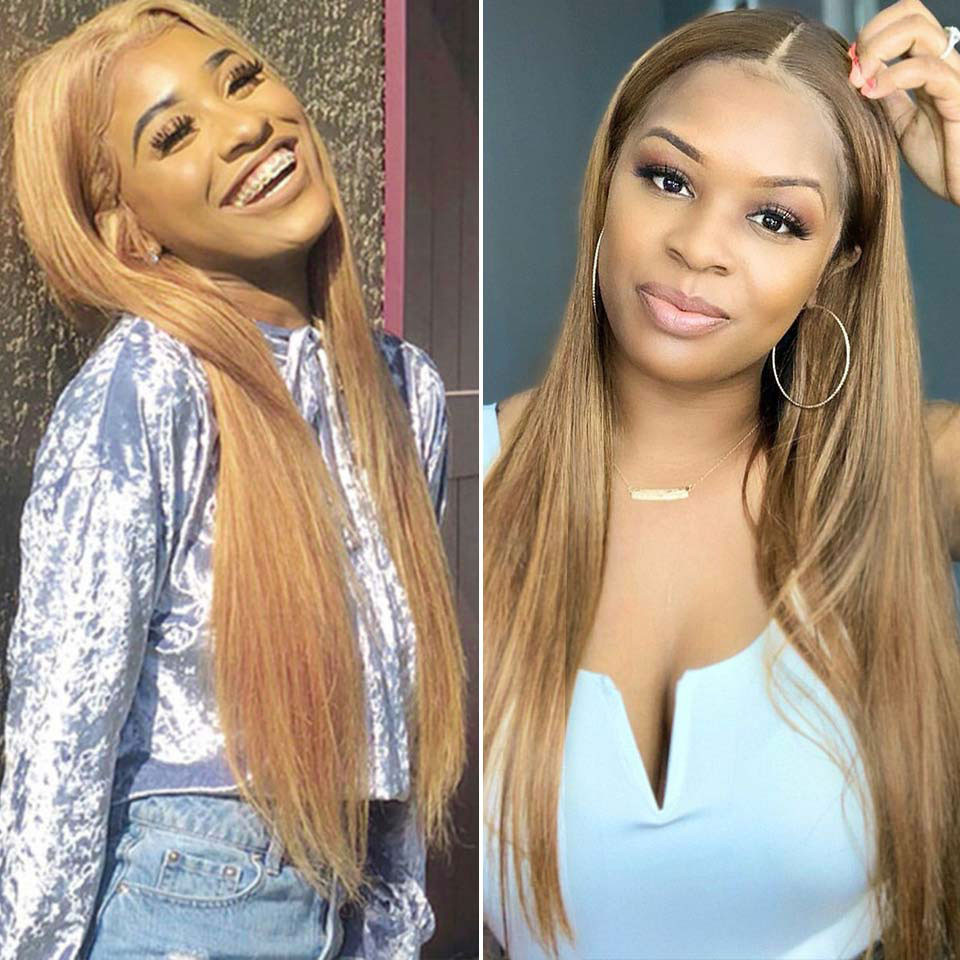Honey Blonde Wig 4x4 Closure Wig #27 Colored Human Hair Wigs -Alipearl Hair