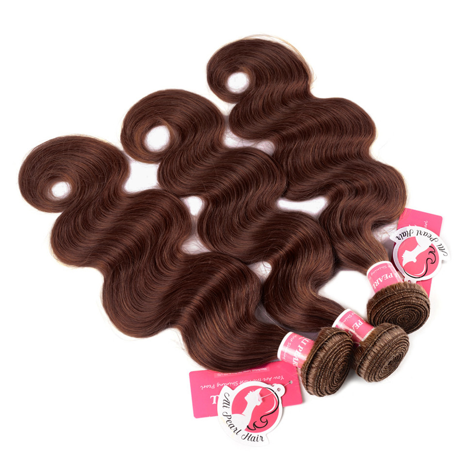 #4 Brown Color Straight and Body Wave Human Hair Weaves 3 Bundles ...