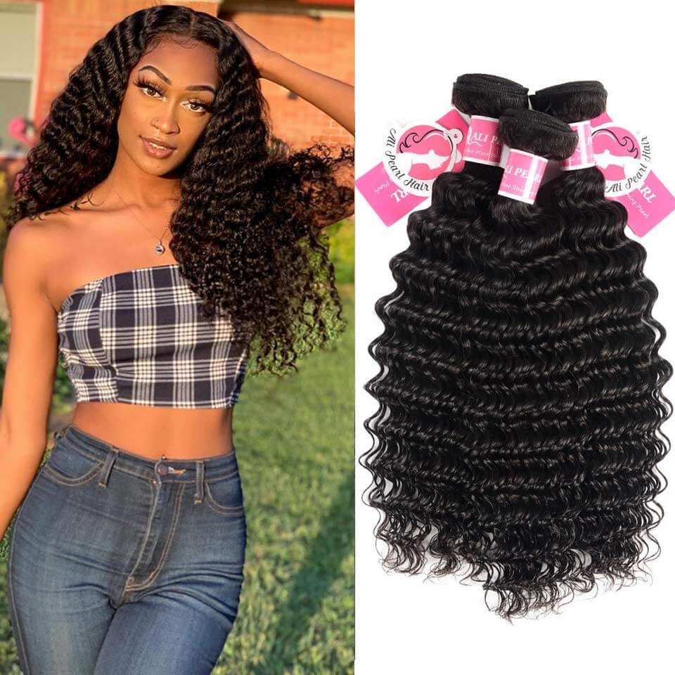 Deep Wave Brazilian Human Hair 3 Bundles Ali Pearl Virgin Hair ...