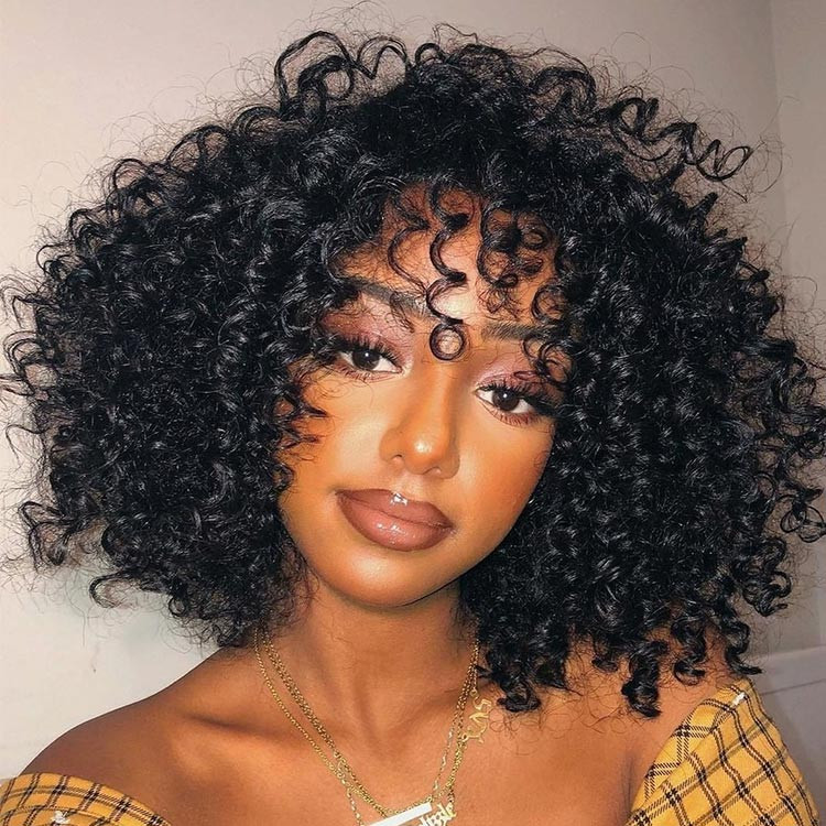 Deep Wave Short Bob Wigs Curly Hair Machine Made Bob Wig 12 Inches 250g ...