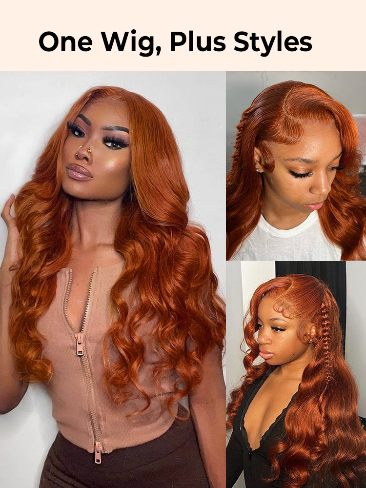 Copper Color Hair Wig Straight & Body Wave Colored Lace Wigs Human Hair ...