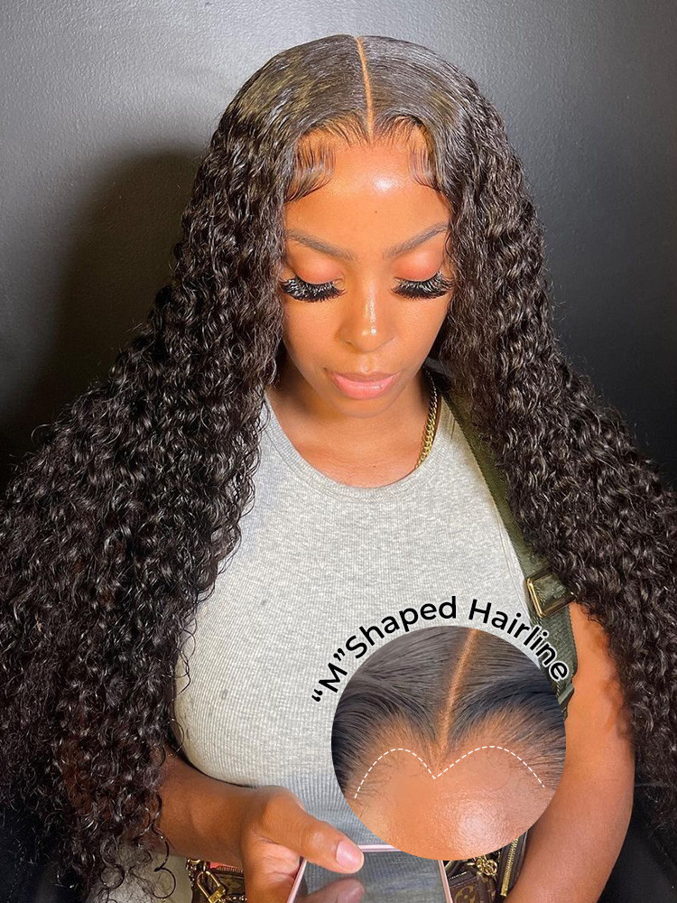 Widows Peak Lagos Hairline 13x6 Parting Max Curly Lace Front Wig Human ...