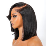 10 Inch Side Bang Layered Cut Wavy Bob Wig 5×5 Lace Closure Wig ...