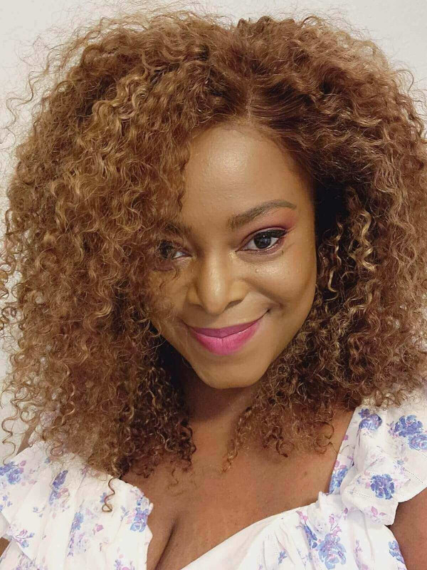 Honey Blonde Highlights Kinky Curly 13x4 Transparent Lace Front Wig ...