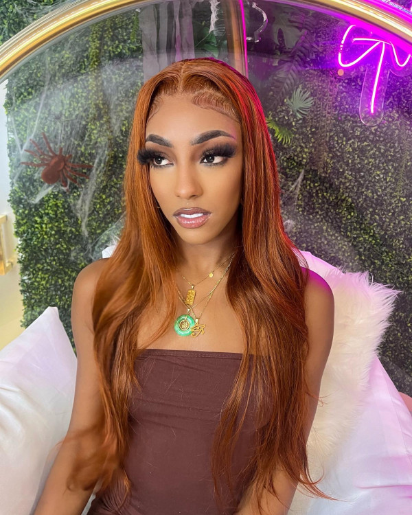 Copper Color Hair Wig Straight & Body Wave Colored Lace Wigs Human Hair ...