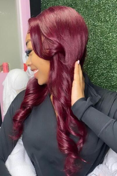 99J Hair Color Lace Front Wig Burgundy Wig Colored Human Hair Wigs ...