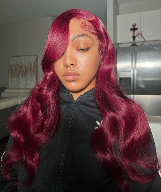 99J Hair Color Lace Front Wig Burgundy Wig Colored Human Hair Wigs ...